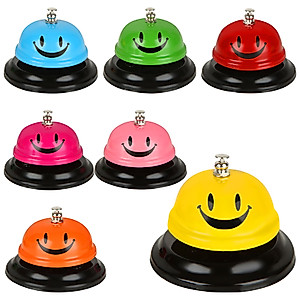 ABuff 7 Pack Desk Bell Call Bell, 3.3 Inch Metal Anti-Rust Ringing Service Bell, Big Button Desk Bell for Service, Hotels, Schools, Restaurants, Hospitals, Reception and Pet Dog Training, 7 Color