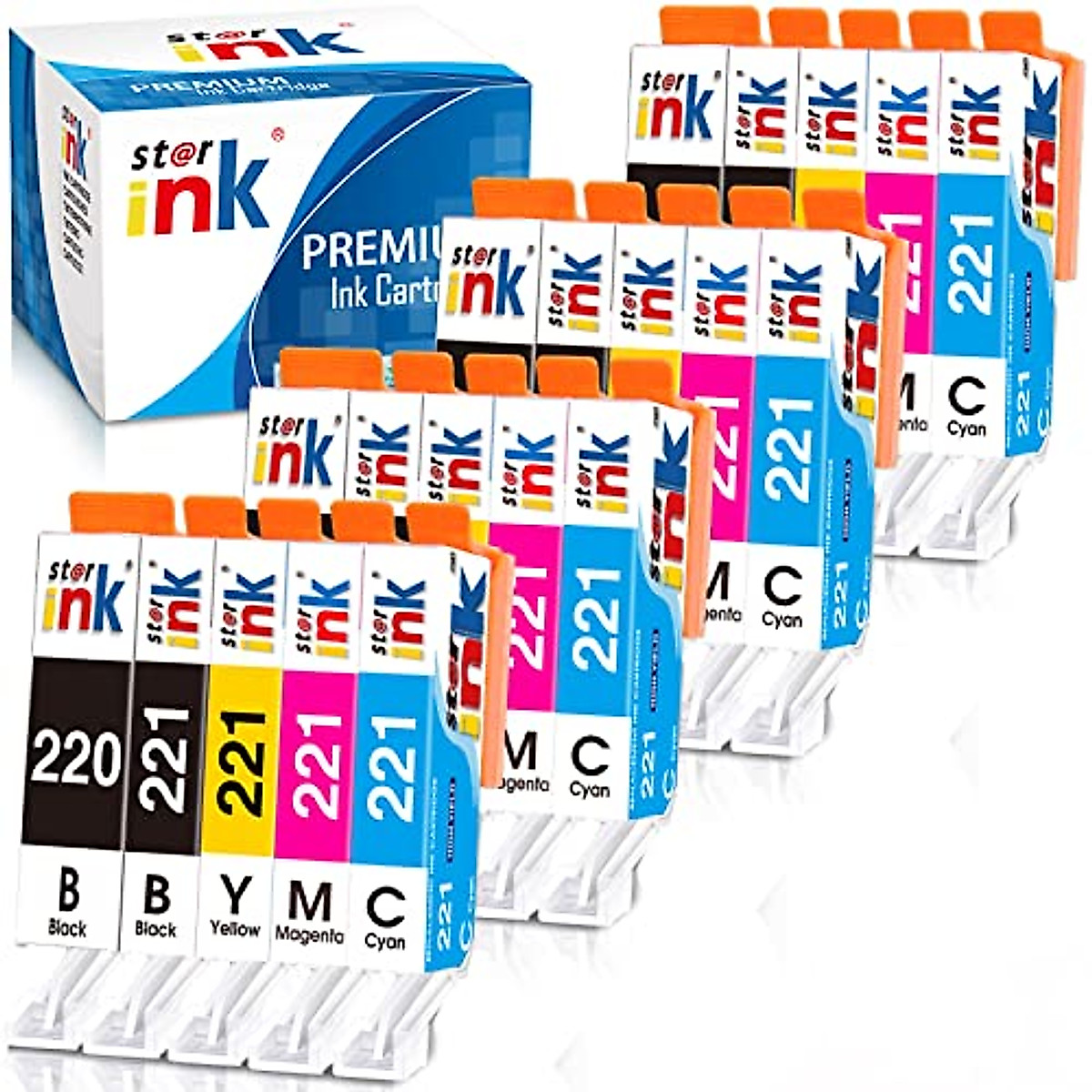 starink [20 Packs] Compatible Ink Cartridge Replacement for Canon PGI-220 CLI-221 PGI220 CLI221 for Pixma MX870 MX860 MP560 MP640 MP620 MP980 MP990 Printer (4 PGBK,4 Black,4 Cyan,4 Magenta,4 Yellow)