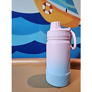 CHILLOUT LIFE 12 oz Kids Insulated Water Bottle for School with Straw Lid Leakproof and Cute Waterproof Stickers, Personalized Stainless Steel Thermos Flask Metal Water Bottle for Girls & Boys