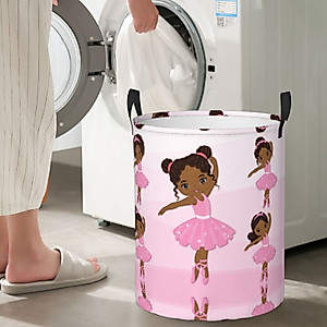 Gbuzozie Cute African American Black Girl Round Laundry Hamper Storage Basket Toys Clothes Organizer Bin For Home Bathroom Bedroom Dorm Nursery, 38l