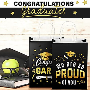 50 Pcs Graduation Gift Bag 2023 Graduation Party Gift Bag with Handles 5.9x2.8x7.5 in Congrats Grad Bag Bulk Graduation Party Favor Gift Wrapping Bag Candy Treat Paper Goody Bag for Graduation Supply