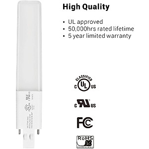 Legental GX23 Base LED Bulbs, 6w(13w CFL Equivalent) LED Slim, 2-Pin PL Horizontal Recessed Lamp,for Wall Scones, Bathroom Vanity Light,Warm White 3000k, UL Listed, 2 Pack