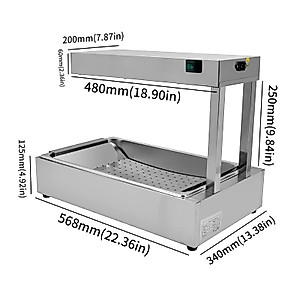DULNICE French Fry Warmer Commercial Food Heat Lamp-Food Warmer Light, Stainless Steel Countertop Fries Food Warmer for Chips Churro Restaurant Home Kitchen