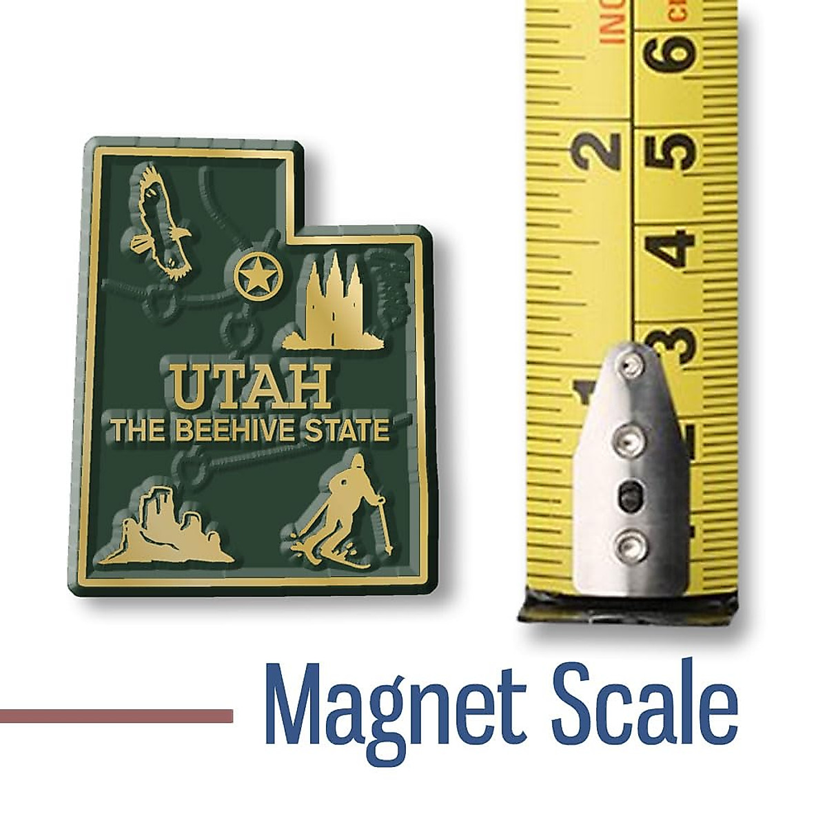 Utah Small State Magnet by Classic Magnets, 1.5" x 1.9", Collectible Souvenirs Made in The USA