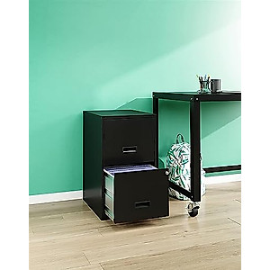 Filing Cabinet Size 18" Deep 2 Drawer Metal Steel Organization File Cabinet with Lock, Black