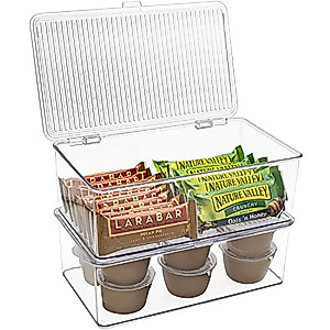 Sorbus Pantry Storage Organizer with Lids- Clear Plastic Refrigerator Organizer Bins- MultiPurpose & Versatile Stackable Cabinet Organizers- Cosmetics, Laundry, Office Supplies, Food Organizer- 2 Pack