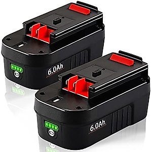 TenHutt 【Lithium-ion 6.0Ah! | NOT Ni-Mh】 2Packs 18V Replace Battery for Black and Decker 18V Battery 6.0Ah HPB18 HPB18-OPE 244760-00 A1718 FS18FL FSB18 Firestorm Cordless Power Tools Lithium Battery