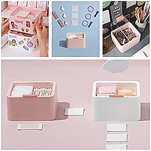HZLHZYY Plastic Qtip Storage Box 2 Slot Cotton Swab Dispenser Box Qtip Holder Jar Cotton Swab Ball Qtips Storage Container Makeup Sponge Organizer Box with Lid for Bathroom Home Office Storage