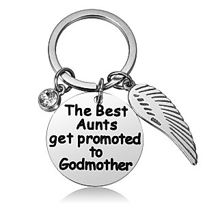 Godmother Keychain Gift Baptism Jewelry Godmother Birthday Christen Gift The Best Aunts Get Promoted to Godmother Silver