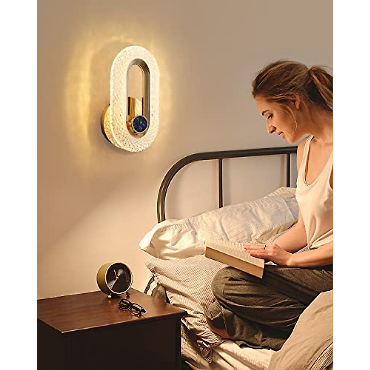 OYLYW Wall Sconces Set of Two, Acrylic led Wall Light lamp Vintage 3000k Vanity Lighting Fixture for Bedroom Bedside Bathroom Living Room Hallway(2 Pack)