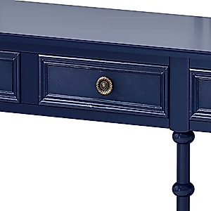 INMOZATA Farmhouse Entryway Table, Narrow Console Table with 2 Drawers, 59" Sofa Table with Storage Shelf, Console Tables for Entryway, Living Room, Hallway, Foyer,Blue