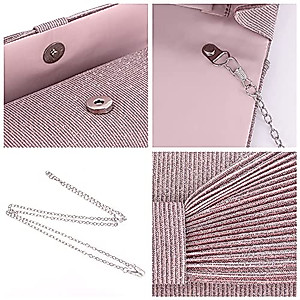 jascaela Women's Glitter Bling Evening Clutch Shiny Bow Evening Handbag Party Prom Wedding Purse Shoulder Bag - Pink