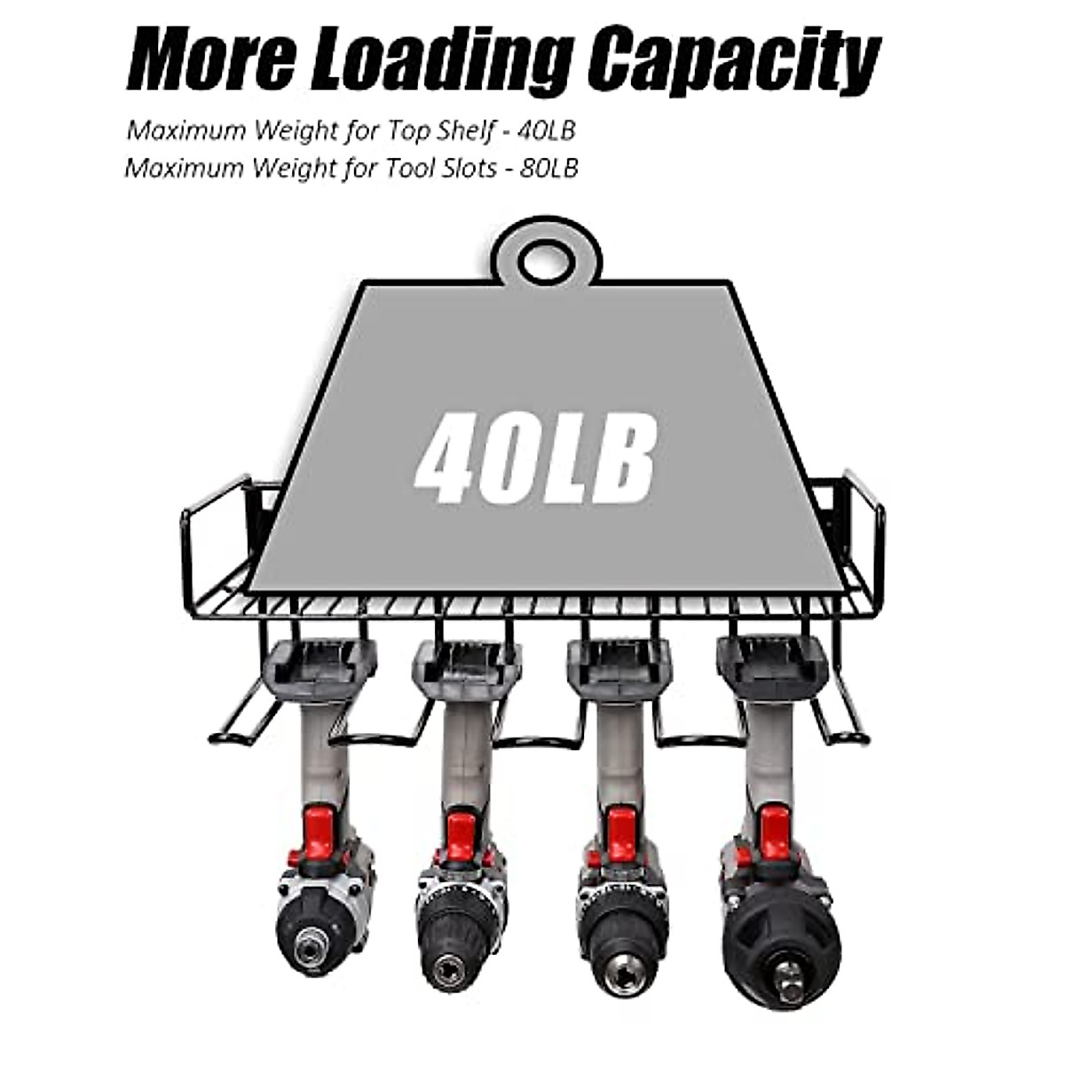 WellMall Garage Organization and Drill Storage - 2 Pack Power Tool Organizer Wall Mount Style, Great for Power Tool Drill as Tool Utility Shelves & Tool Rack, Perfect as Gift for Him Men