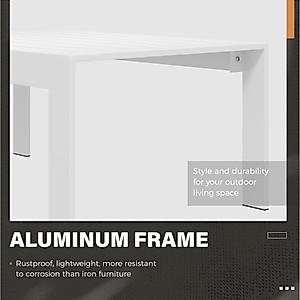 Solaste Aluminum Outdoor Coffee Table, All-Weather Rectangle Metal Patio Coffee Table Furniture for Balcony, Garden, Indoor or Outdoor Use, White