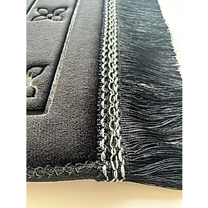 Islamika Orthopedic Prayer Rug Memory Foam Muslim Prayer mat - Padded Very Thick Prayer Rug Sajadah for Men Women for Eid Travel Ramadan, Soft and Luxury (Black) (Black)