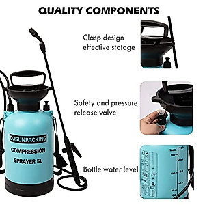 DJSUNPACKING Portable Pump Pressure Garden Sprayer with Pressure Relief Valve and Adjustable Shoulder Strap in Lawn, Yard, Weed(1.3 Gallon, Blue)