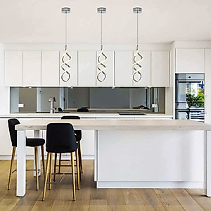 Pendant Light, Integrated LED Kitchen Lighting, 12.5W(40 Watt Equivalent), CRI 90+, with Chromed Finished, ETL Listed, Ceiling Pendant Light Fixture for Kitchen Island Restaurant Kitchen Sink, 3 Pack