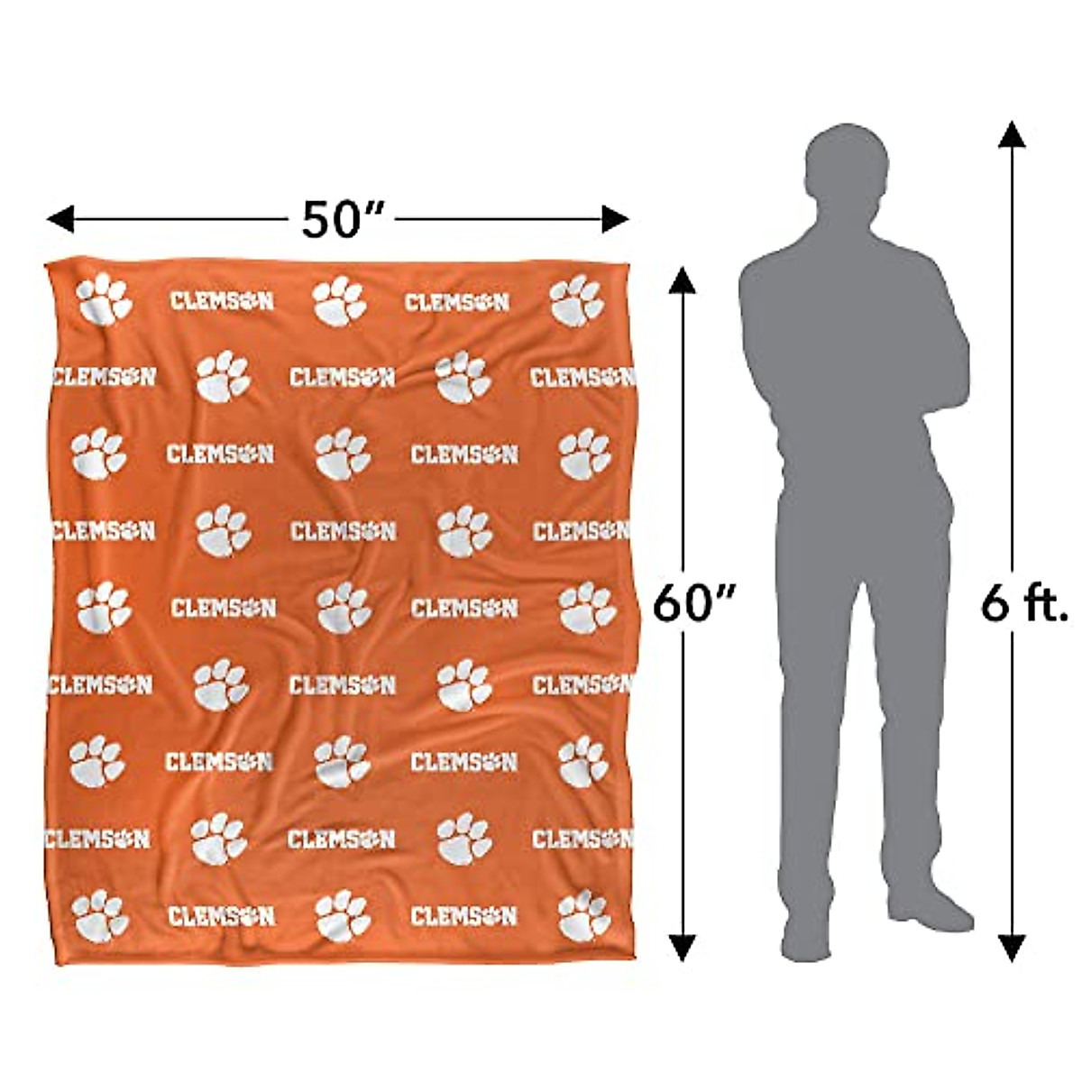 Clemson University Blanket, 50"X60" Logo Pattern,Silky Touch Sherpa Back Super Soft Throw Blanket