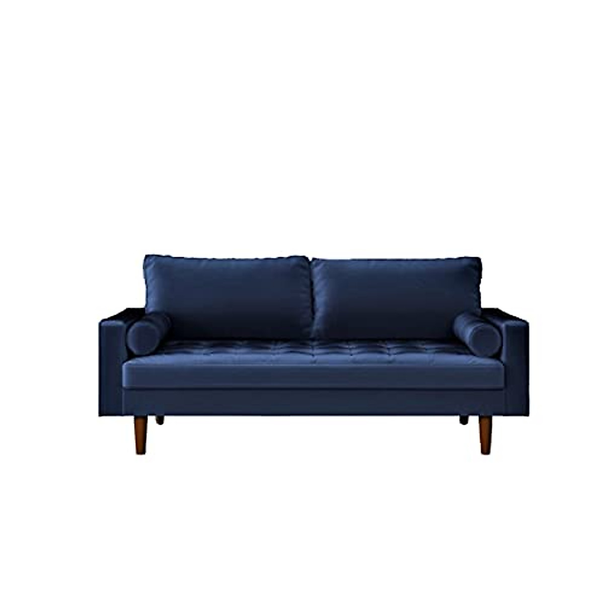 Container Furniture Direct Womble Modern Velvet Upholstered Living Room Diamond Tufted Chesterfield Sofa with Gleaming Nailheads, Misty Blue