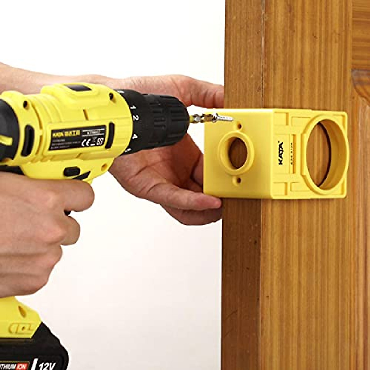 KATA 1-3/8" - 1-3/4" Door Lock Installation Kit for Wooden Doors with Guide Template,Door Lock Hole Saw,Carbon Steel