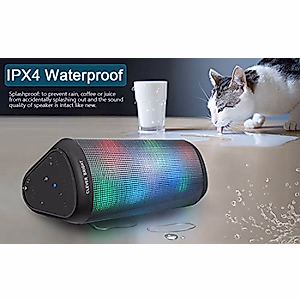 CLEVER BRIGHT Portable Wireless Bluetooth Speakers 7 LED Lights Patterns Wireless Speaker V5.0 Hi-Fi Bass Powerful Sound Built-in Microphone, HandsFree, Audio-Auxiliary,Valentines Day Gifts