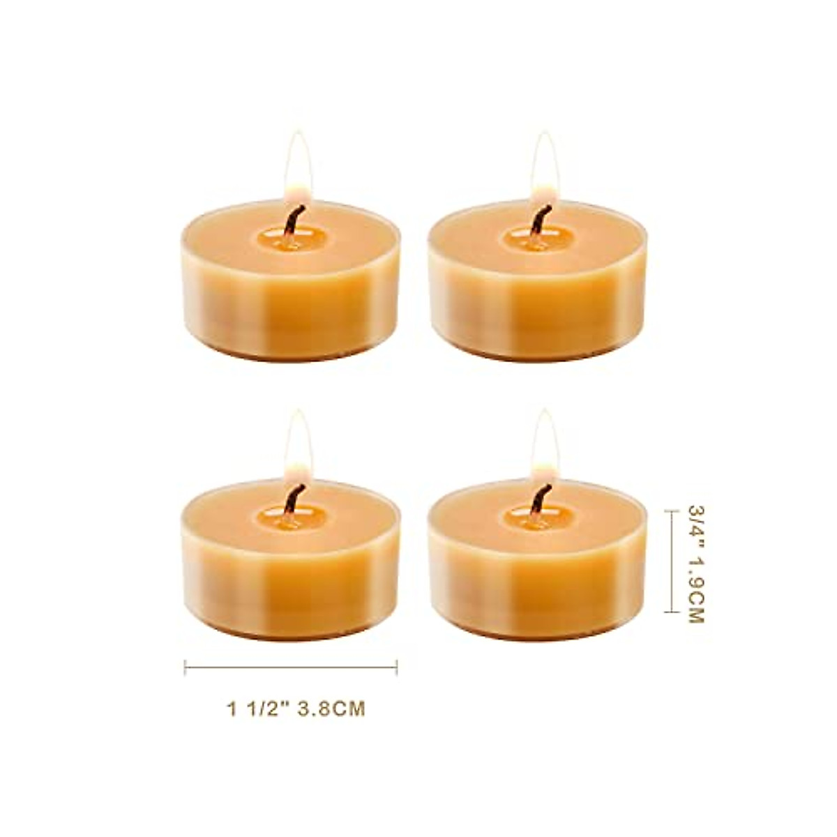 olorvela Beeswax Candles 12Pack Tealight Candles Handmade of Pure Beeswax, 4 Hour Burn Time, Clear Cup Beeswax Tea Lights