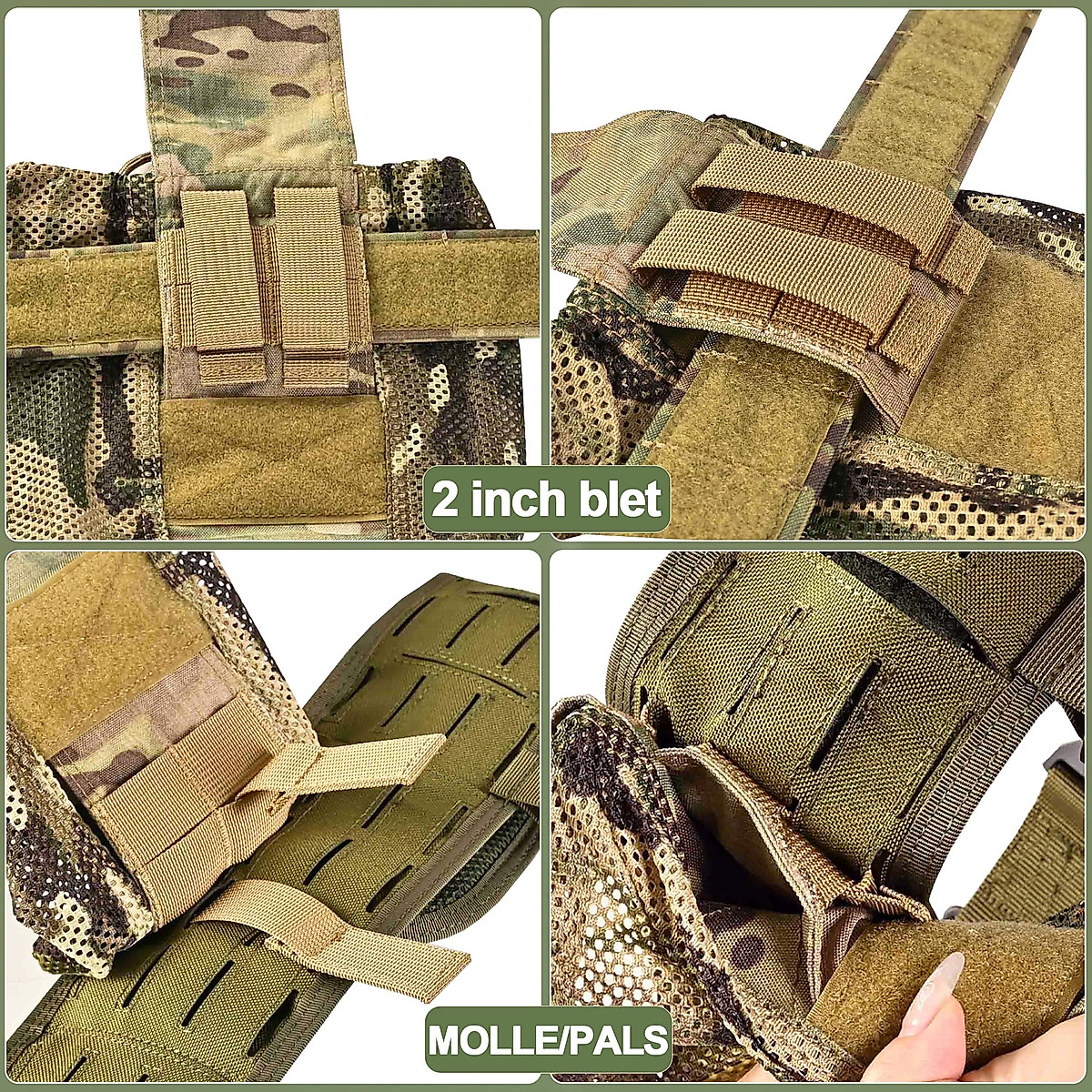 Molle Dump Pouch Belt Mount,SABADO Drawstring Bag Folding Tactical Pouches,Roll Up Mesh Dump Pouch Tool Pack for Carrier Vest Belt