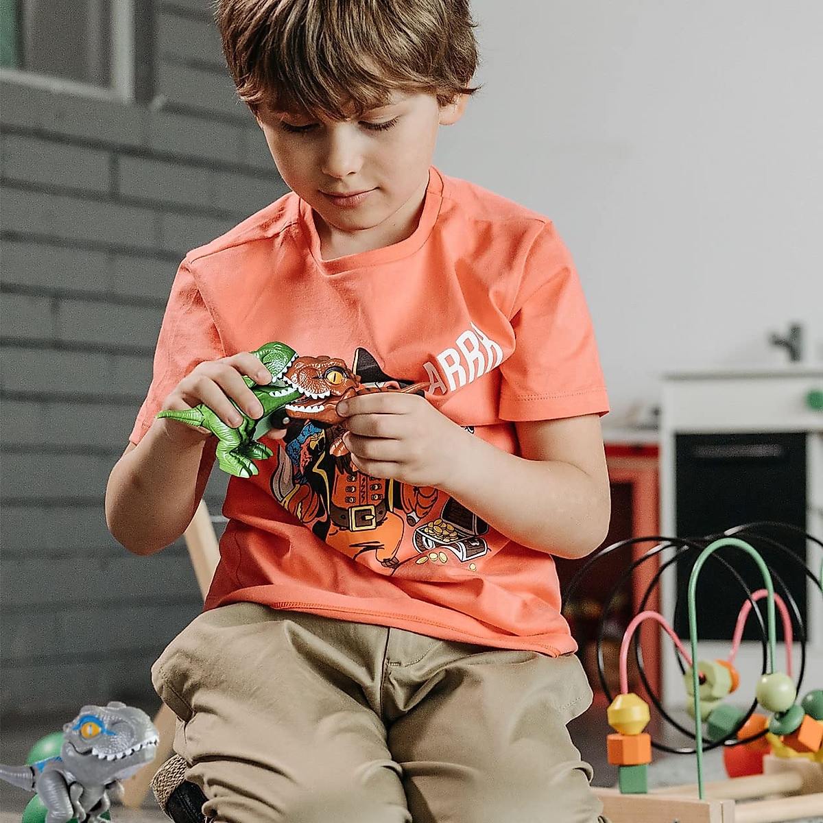 Berry President Dinosaur Toys for Kids 3-5, Dinosaurs Biting Fingers Puppets,Dinosaur Action Figures with Movable Mouths, Jurassic Dinosaur Toys (4 Dinosaurs)