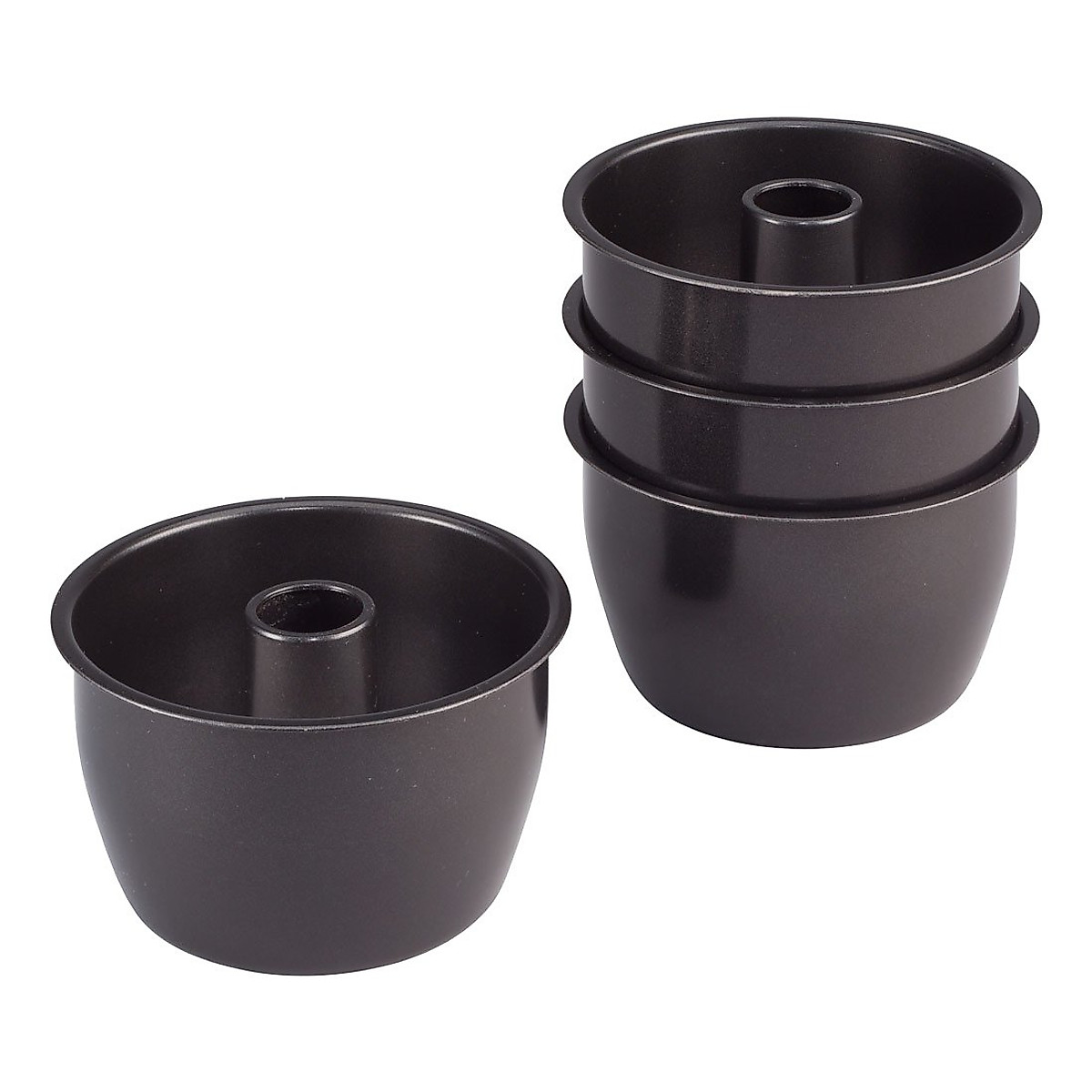 4.25" Mini Angel Food Cake Pans, Set of 4 - Nonstick Round Bakeware for Easy Release, Perfect for Individual Cakes, Cupcakes, and Desserts