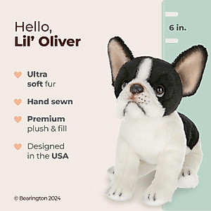 Bearington Collection Lil' Oliver The French Bulldog Stuffed Animal, 6 Inch Dog Stuffed Animal
