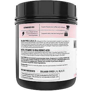 Multi Collagen Peptides Types I, II, III, V, X with Hyaluronic Acid, Biotin, Vitamin C, Grass-Fed Hydrolyzed Protein Collagen, For Skin Hair Nails Joints and Gut Health - Keto & Paleo Friendly Non-GMO