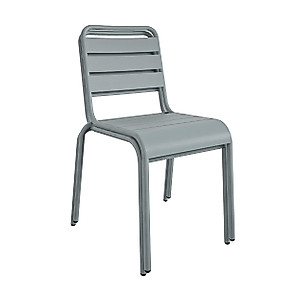 Novogratz Poolside Gossip, June Outdoor/Indoor Stacking Dining Chairs, 2-Pack, Light Gray