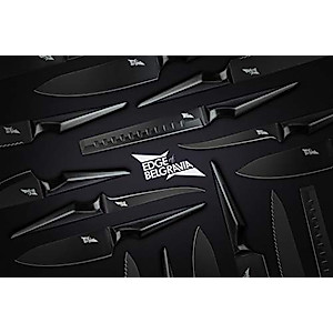 Edge of Belgravia GALATINE's Professional Chef Knives Set With Erogonomic Grip For Kitchen & Dining,Thick Blade,Stainless Steel (7pcs,Black)