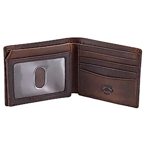 Stealth Mode Brown Leather Bifold Wallet for Men With ID Window and RFID Blocking, One Size