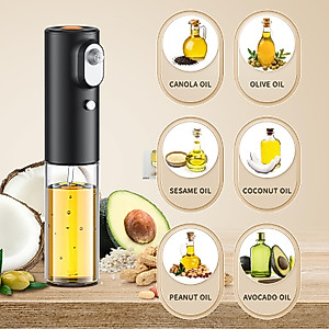 PUZMUG Oil Sprayer for Cooking - Electric Olive Oil Sprayer - 200ml Glass Oil Spray Bottle - Continuous Spray with Portion Control - Two Spray Methods - Kitchen Gadgets Accessories for Air Fryer