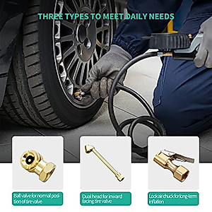 Minimprover 6PCS Heavy Duty Brass Air Chuck Set,1/4" Closed Ball Air Chuck & 1/4 Inch Female NPT Dual Head Air Chuck & 1/4" Closed Flow Tire Chuck with Air Hose Quick Connect Adapter