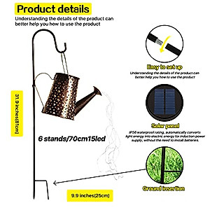 CrfSilky Solar Watering Can with Lights Outdoor Garden Decor Waterproof Star Solar Garden Lights for Table Deck Yard Lawn Patio Pathway Walkway Courtyard Party Decorations Gardening Gifts