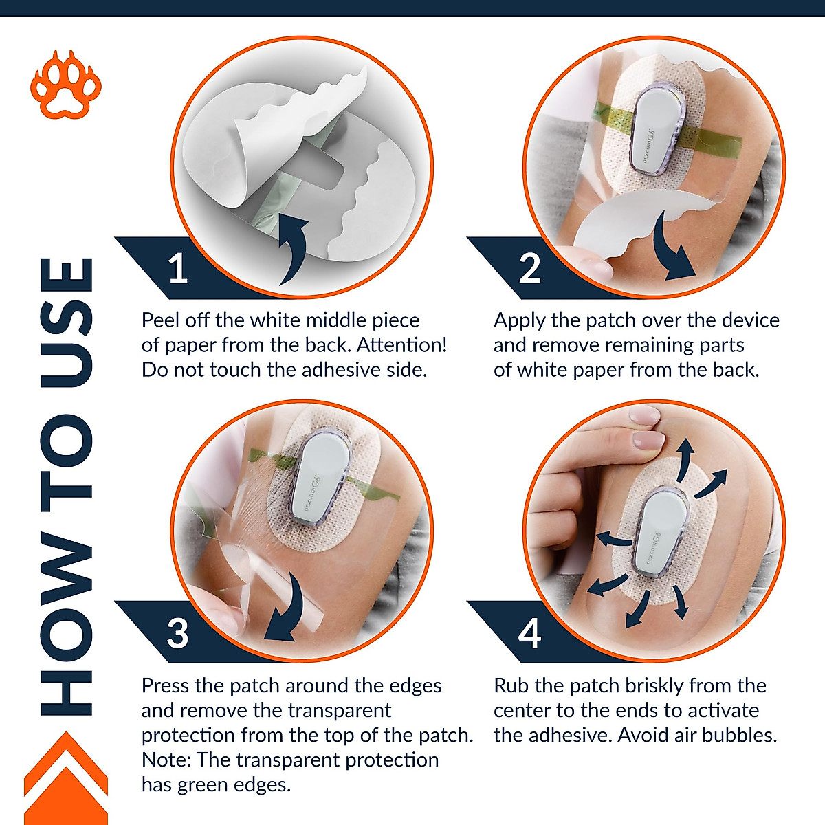 FixiC – Adhesive Patches for G6 – 25 Pack Premium Waterproof Adhesive Patches – Pre-Cut Back Paper – Adhesive Patch for G6 – Long Fixation! (Transparent)