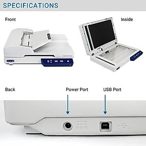 Visioneer Xerox Duplex Combo Scanner for PC and Mac, USB Flatbed Document Scanner, 30 PPM, 35 Page Automatic Document Feeder (ADF), TAA