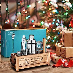 TJ.MOREE House Warming Gifts New Home, Bartender Kit with Stand “New Home, New Adventures, New Memories ” Gifts for New House