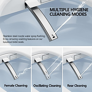 WLJBIDET Round Bidet Toilet Seat,Electronic Heated Smart Toilet Seat with Unlimited Heated Water and Warm Air Dryer,Adjustable Temperature,Self-Cleaning Stainless Steel Nozzle,Side Panel Control