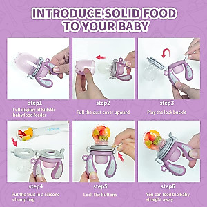 KidsMe Baby Food Feeder - Silicone Baby Fruit Feeder, Baby Feeding Supplies for Fresh Mesh Food and Fruits, BPA-Free Soothing Teething Pacifiers Teether Toys for Babies of 6-24 Months Toddlers Infants