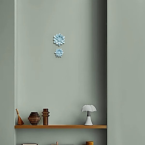 SUVCOTIN Ceramic Wall Flower Decor Sunflower 3D Hanging Artificial Flower Home Garden Farmhouse Decoration, Blue, 3.54 in