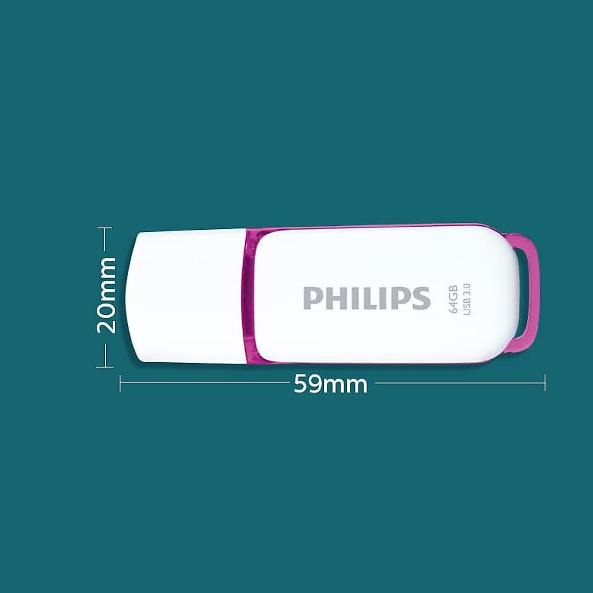 PHILIPS High Speed 64GB Flash Drive, Snow Edition USB 3.0 - White/Purple, 100MB/s