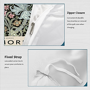 CIHCOHOME Vintage Duvet Cover William Morris Artwork Plant Theme Duvet Cover 3PCS Soft and Breathable Rustic Bedding Set with Zipper Closure Queen (90"x90")