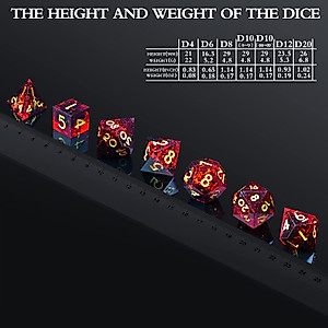 ATNPNTR DND Dice Set Sharp Edge Polyhedral Inclusions for Tabletop Role Playing Game TTRPG Dungeons & Dragons Beautiful Aesthetic Conscious RPG Player Red Ruby
