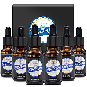 YogerYou Beard Oil 20 ml ×3 ×2 set,6 Packs Beard Oils Total,Men Mustaches Growth Beard Maintenance,Soften,Moisturizing,Strength,Stocking Stuffers Idea Gifts for Him Man Dad Father Boyfriend