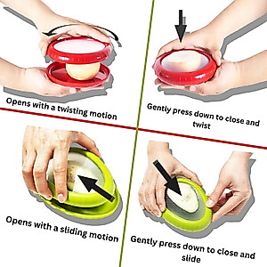 Non Slip Silicone Fruit and Vegetable Storage Containers For Fridge, Garlic Holder, Ideal for Avocado, Tomato, Onion, Lemon Halves | Herb Saver with Anti-Oxidation Design | Reusable Produce Saver 4pcs
