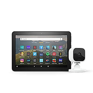 Fire HD 8 Smart Home Bundle including Fire HD 8 Tablet 64 GB Ad-Supported (Black) with Blink Mini Camera