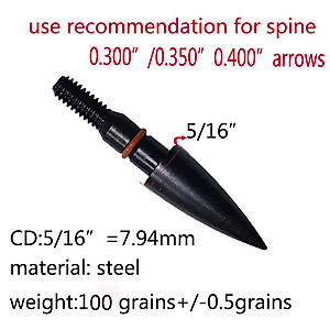 Field Points arrowheads 100 Grains Archery Field Points,5/16" Steel Screw in Archery Field Tips and Broadheads (1 Dozen 12 PCS)